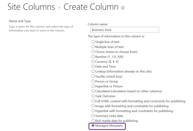 Creating a Managed Metadata Column in SharePoint Online - Enterprise ... Creating a Managed Metadata Column in SharePoint Online - Enterprise ...