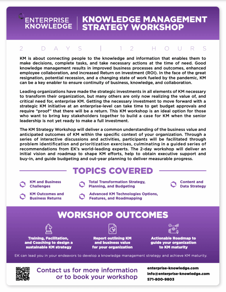 Knowledge Management Strategy Workshop - Enterprise Knowledge